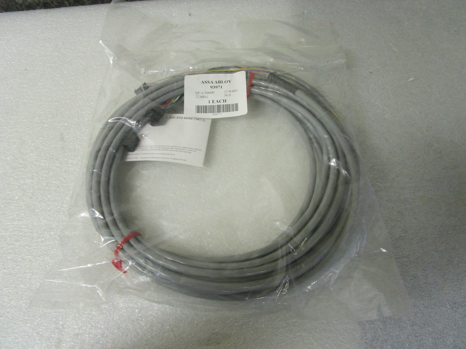 New ElectroLynx Assa Abloy Harness QC-C3000P 12 Wire 22AWG 30ft 93971 ...