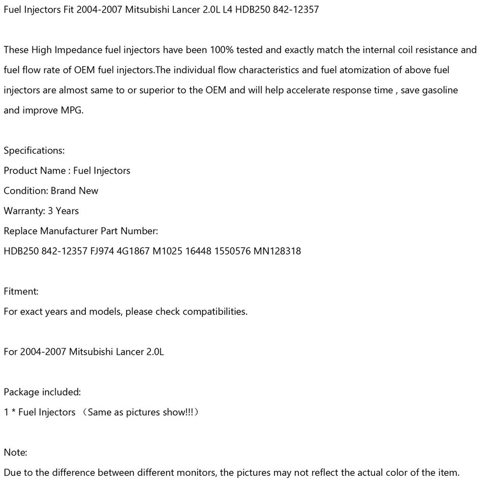 1PCS Fuel Injectors For 2004-2007 2006 2005 Mitsubishi Lancer 2.0L L4 ...