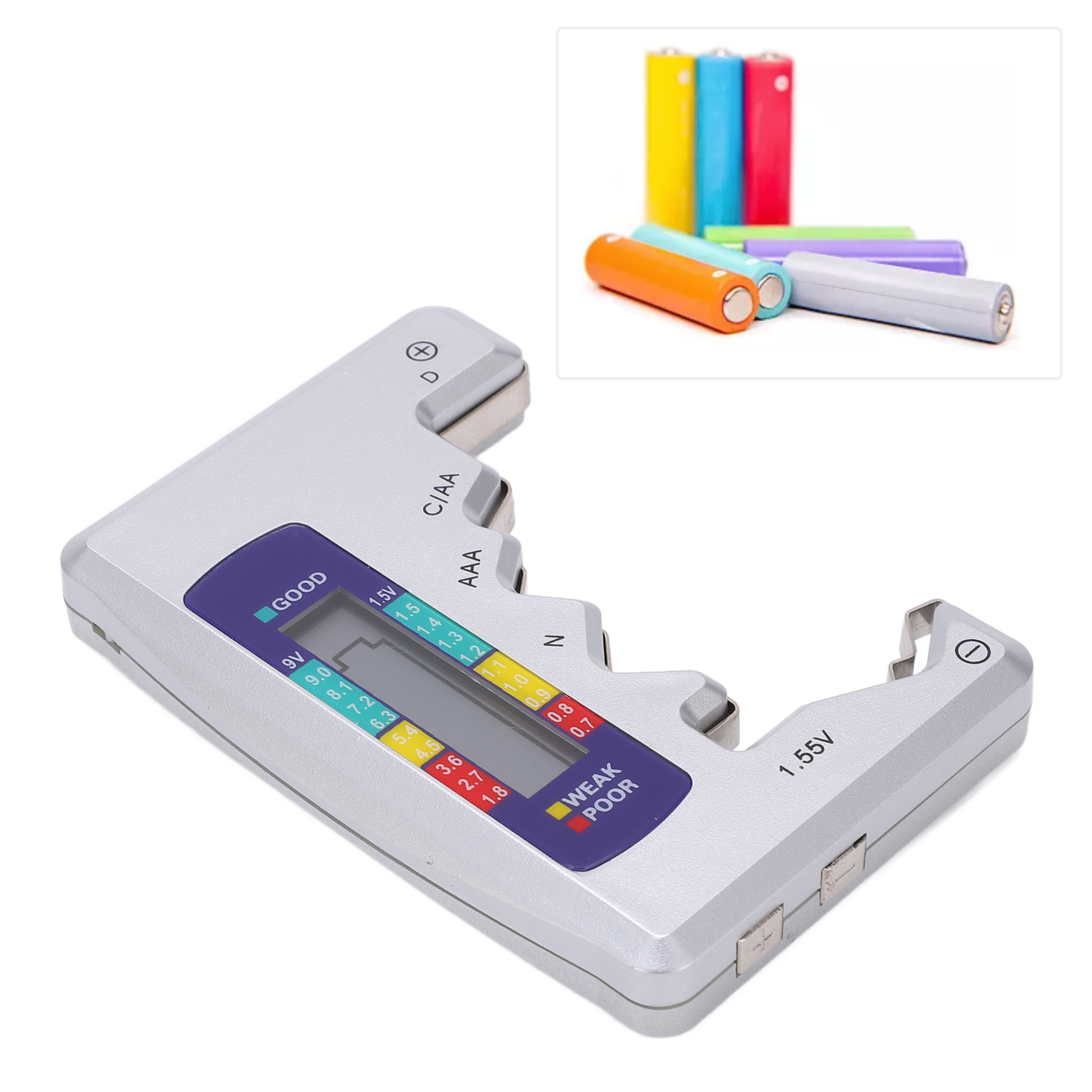 Digital Battery Tester Checker 150mAh Portable D N AA AAA Button Cell ...