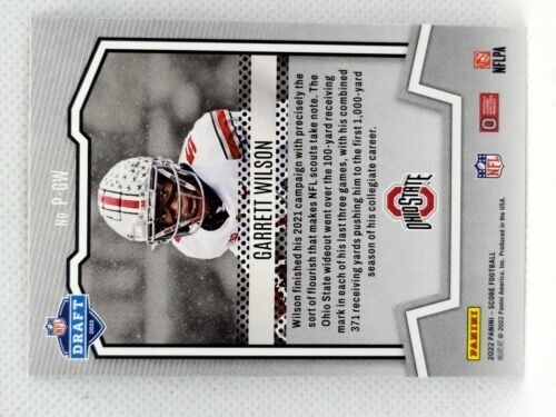 GARRETT WILSON ROOKIE PROTENTIAL 2022 Panini Score Football Card Jets ...