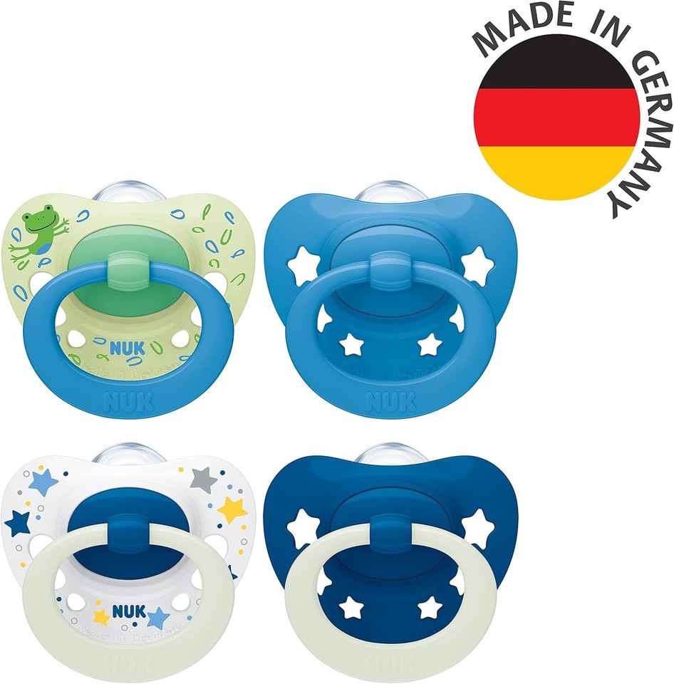 NUK Day & Night Baby Dummies 18-36M 4 Pack Glow-in-Dark BPA | eBay UK