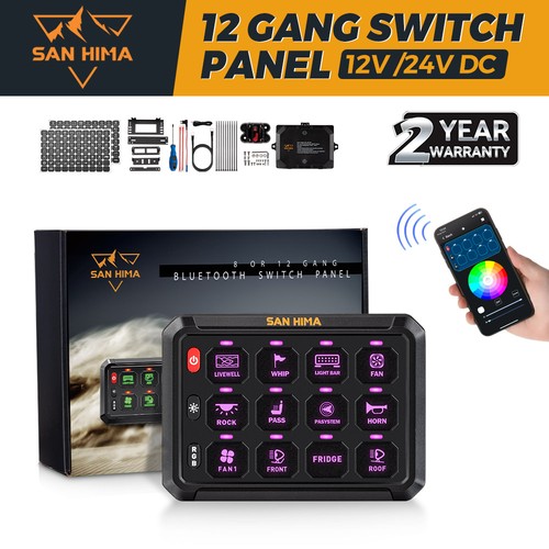 San Hima 12 Gang Bluetooth Switch Panel 12V/24V ON-OFF LED Control For ...