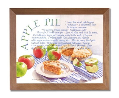 Kitchen Recipe Apple Pie Cafe Diner Wall Picture Honey Framed Art Print ...