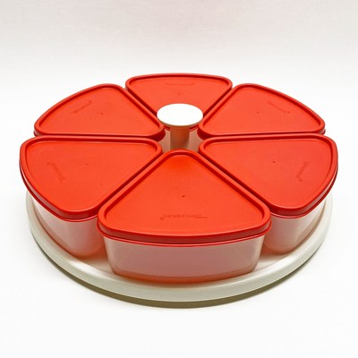 Vintage Tupperware Snacks Go Round Lazy Susan Rotating Tray with 6 ...