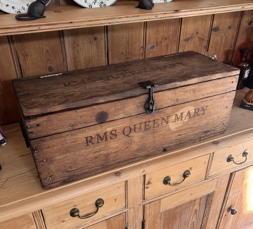 RMS QUEEN MARY engraved Vintage Chest / Trunk | eBay UK