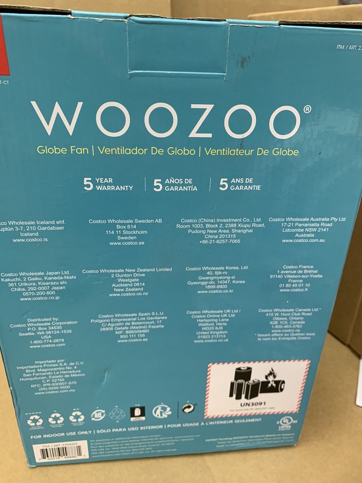 WOOZOO Globe Multi-Directional 5-Speed Oscillating Fan with Remote ...