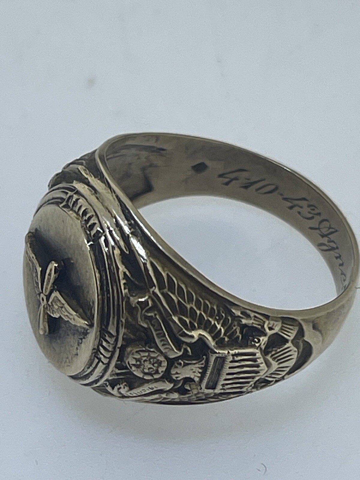 Antique 10k Gold AVIATION PILOTS WINGS WW2 USA AIR FORCE MENS RING SIZE ...