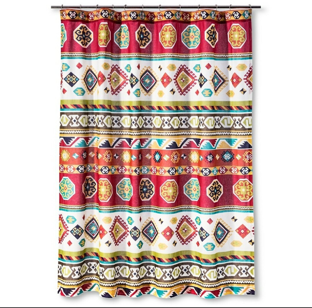 One Mudhut Zaayan Tribal Design Lined Shower Curtain Mudhut Tribal ...