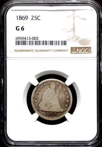1869-P Seated Liberty Quarter- Philadelphia- NGC GG- Key Date- Low Mint ...