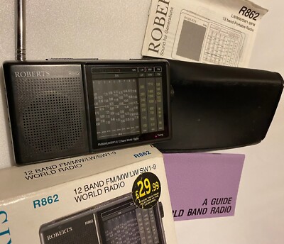 Roberts R862 Multi-band World Black Radio. Complete Kit in Box & P ...