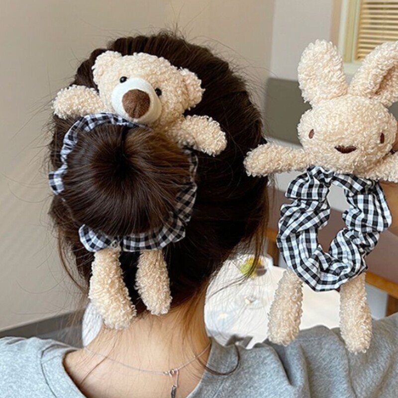 Elastic Plush Rabbit Bear Scrunchies Lovely Ponytail Holder Hair ...