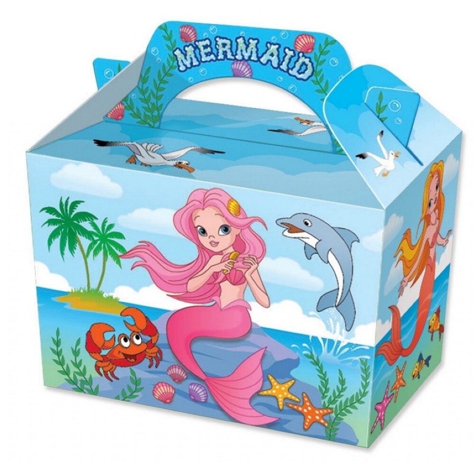 6 x Childrens Kids Themed Party Boxes Carry Food Meal Box Birthday Gift ...