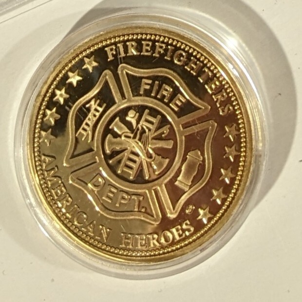 Firefighter Tolling of Bell Gold Plated Coin Fallen Heroes American ...
