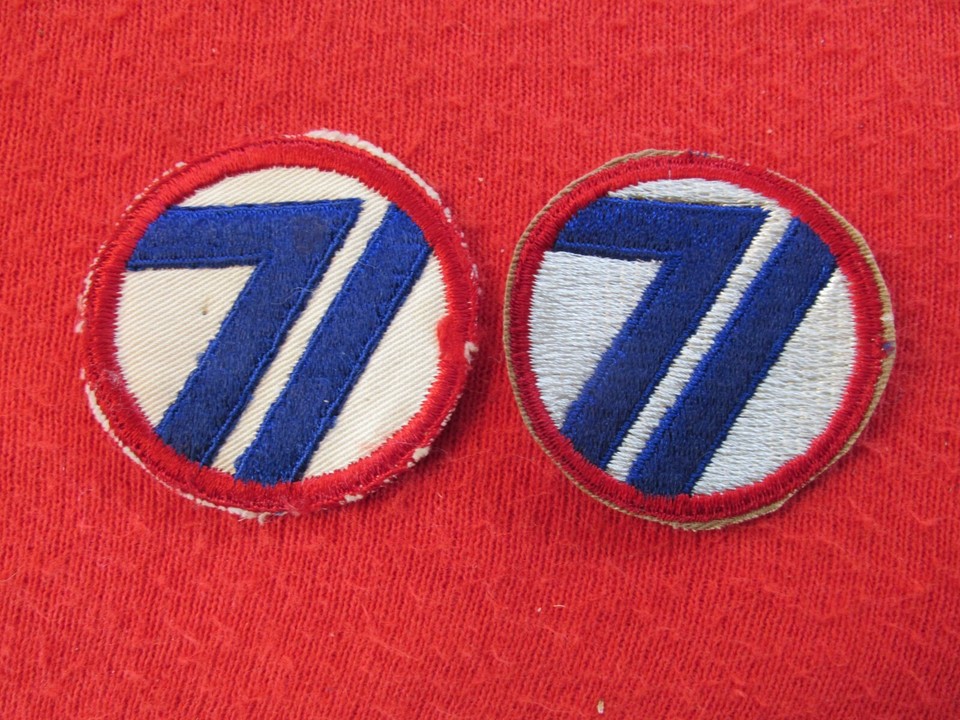 WW2 US Army Patch pair 71st Division White Twill Cloth and fully ...