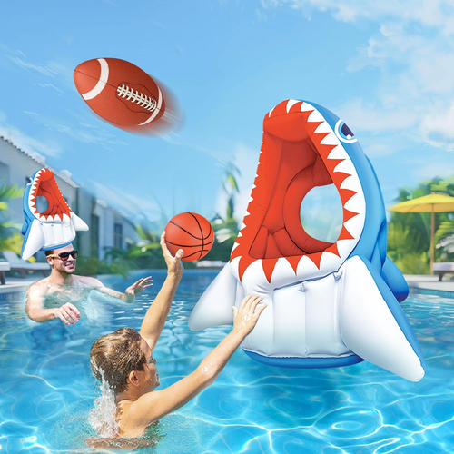 Pool Wave Kids Shark Pool Toy, 3-In-1 Inflatable Float Water Game ...