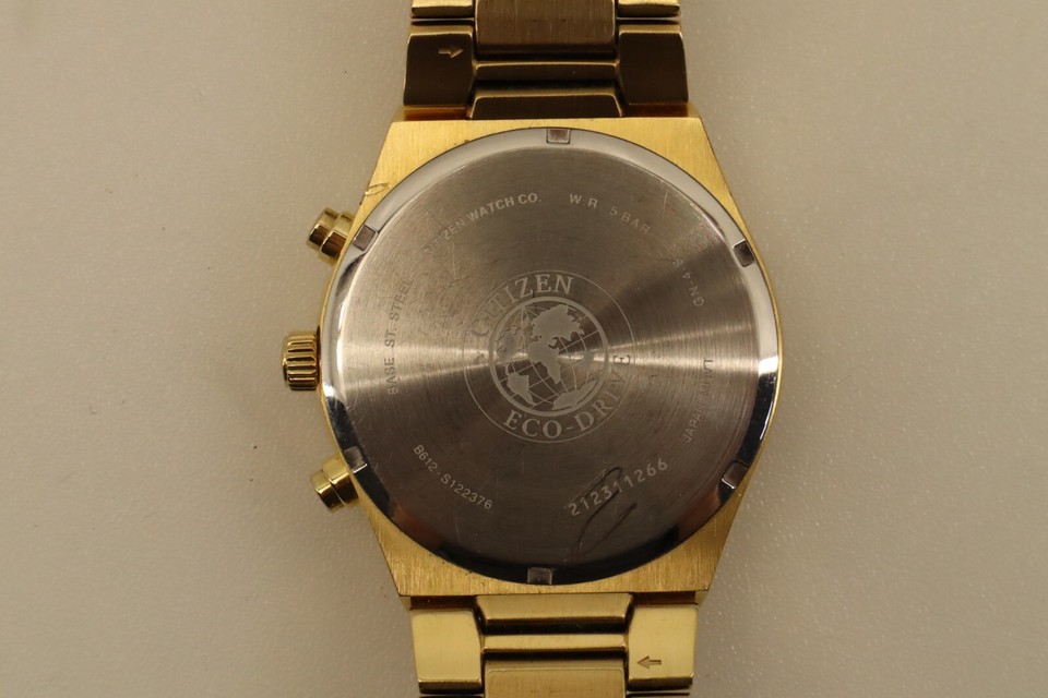 Citizen Men's Watch CA0752-58L Eco Drive Blue Dial Chrono Gold Tone ...