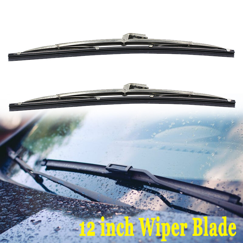 1 Pair 12" Universal Car Front Windshield Wiper Blades Polished ...