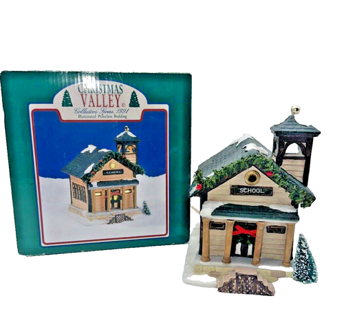 VTG Christmas Valley 1991 Porcelain Lighted School House Collector ...