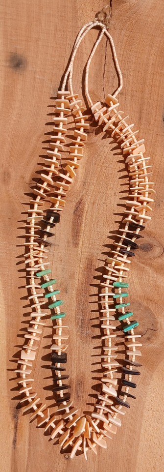 KEWA Santo Domingo Double Strand Necklace Shell Heishi Turquoise Melon ...