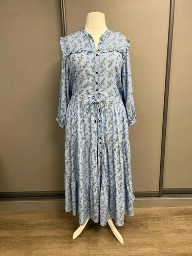 ANISE women's long sleeve midi dress button-up size 16 light blue ...