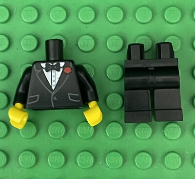 lego black tuxedo jacket w/ bow tie,white shirt and red flower torso ...