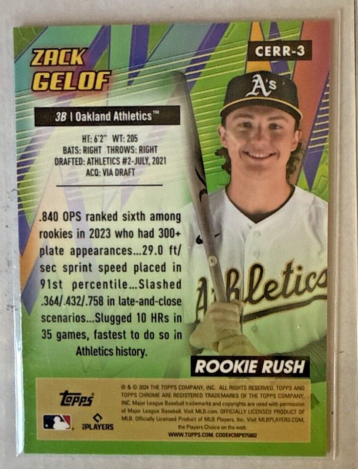 2024 Topps Chrome-Zack Gelof RC All-Etch Rookie Rush #CERR-3 | eBay