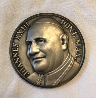 POPE JOHN XXIII Memorial Coin Silver VATICAN CATHOLIC 2” Medal Souvenir ...