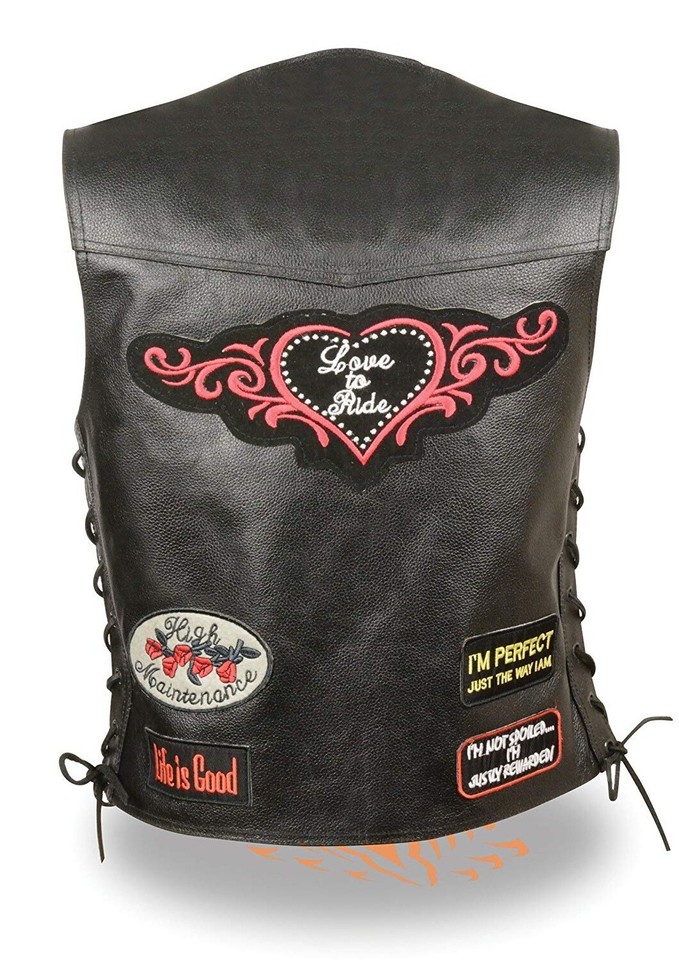 EVENT LEATHER WOMEN'S 'LOVE TO RIDE' PATCH BLACK LEATHER MOTORCYCLE ...