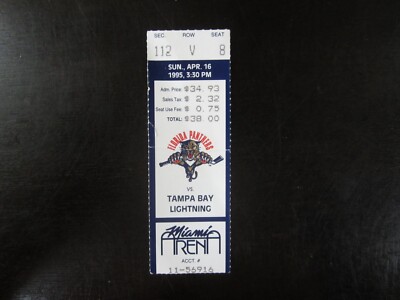 Florida Panthers Ticket Stub April 16 1995 vs Tampa Bay Lightning 4/16 ...