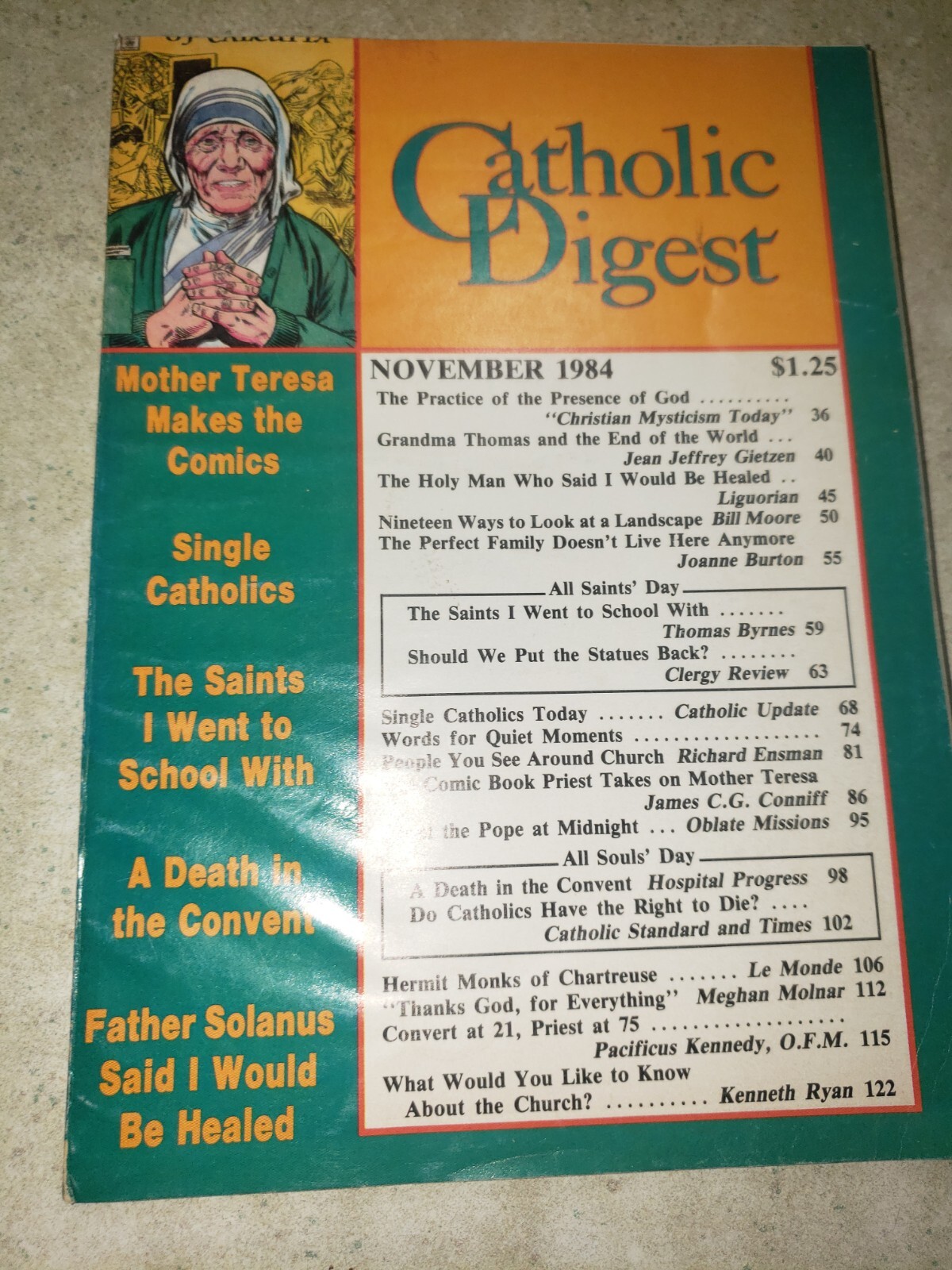 Vintage November 1984 Catholic Digest Religious Magazine, Decent ...