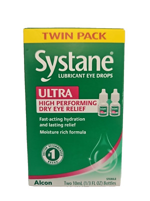 Systane Lubricant Eye Drops Ultra High Performance -Two 10mL Bottles ...