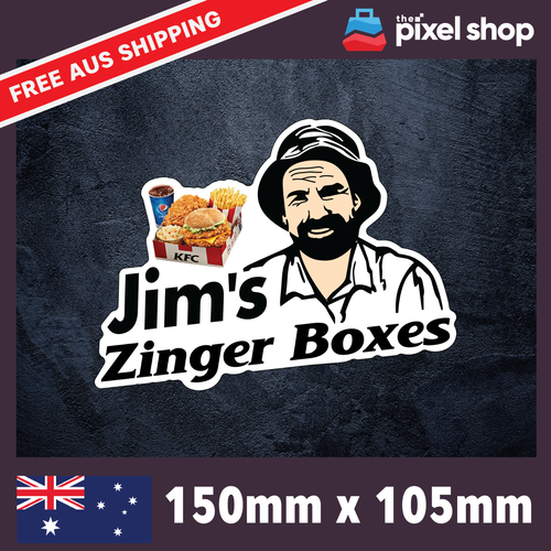 Jim's Zinger Boxes Sticker - Decal Safety Funny Joke Boat 4x4 tradie ...