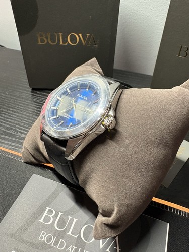 Bulova Precisionist 96B257 Blue Dial Quartz Stainless Steel and Black ...