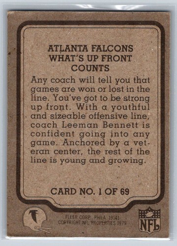 What's Up Front Counts 1979 Fleer Team Action Atlanta Falcons #1 | eBay