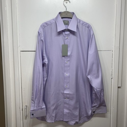 Budd London Piccadilly Shirt Lilac Tailored Fit Herringbone Twill ...