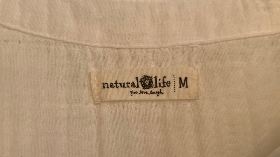 Natural Life Women’s Med Ivory Button-Up Gauze Crop Top Shirt Beachy ...