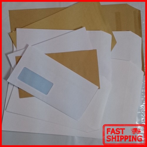 C4 DL C5 PLAIN WINDOW White Self Seal Envelopes manila 50 100 250 500 ...