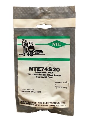 NTE74S20 IC TTL-Ultra-Hi Speed Dual 4-Input Pos NAND Gate DIP14 ...