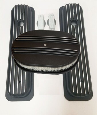 Small Block Chevy Finned Center Bolt Black Alum Engine Dress Up Kit 87 ...