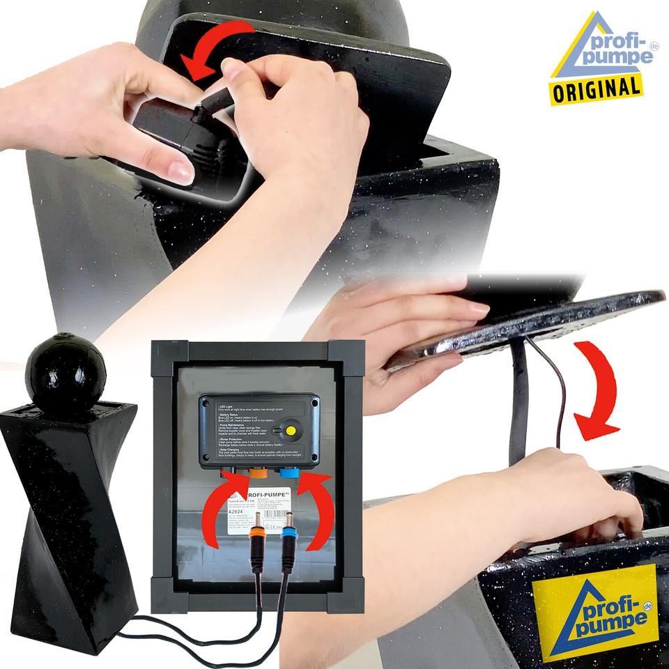 SOLAR BRUNNEN SPRINGBRUNNEN GARTEN BRUNNEN ZIER SOLAR WASSERSPIEL ...