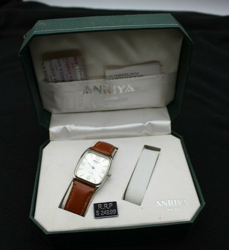 Anriya Milan Vintage Collection Men's Wrist Watch w/ Brown Leather Band ...