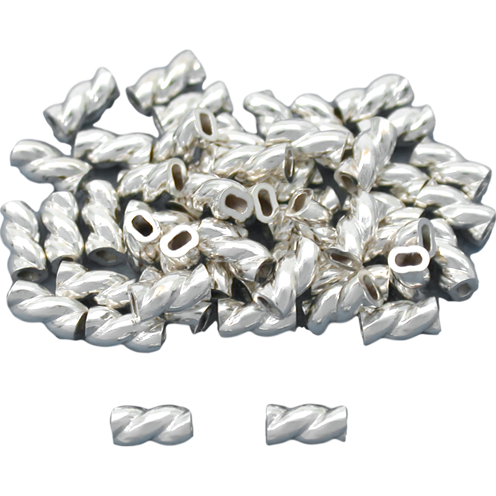 50 Sterling Silver Twisted Crimp Beads 3 x 1.5mm | eBay
