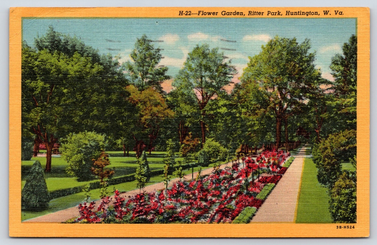 Vintage Postcard POSTED Flower Garden Ritter Park Huntington West ...
