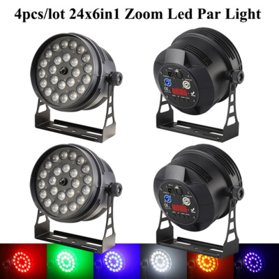 BECEN 4pcs 24x6IN1 Zoom LED Par Light 15-60 degree 11CH Powercon DJ ...