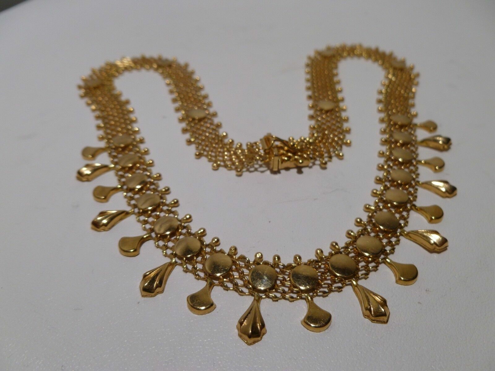 Chandelier 18K Solid Yellow Gold Necklace Mash Chain Choker From ...