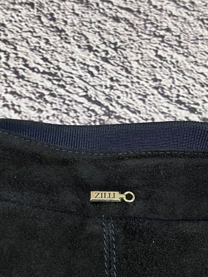 ZILLI Suede & Leather Bomber Jacket Silk Logo Lining Luxury Italian Men ...