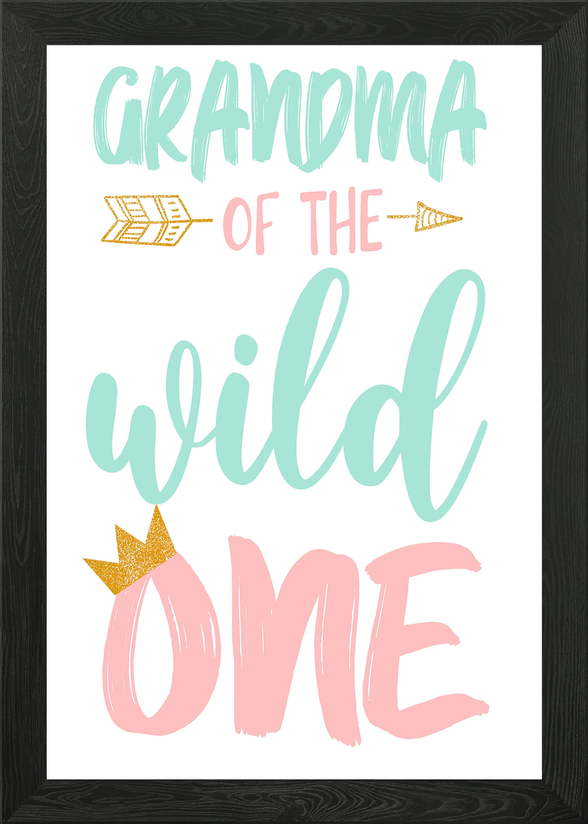 grandma of the wild one Framed Wall Art Poster Canvas Print Picture ...