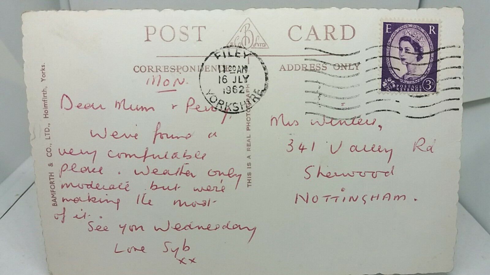 Vintage Rp Postcard The Promenade Looking North Filey Posted 1962 Real ...