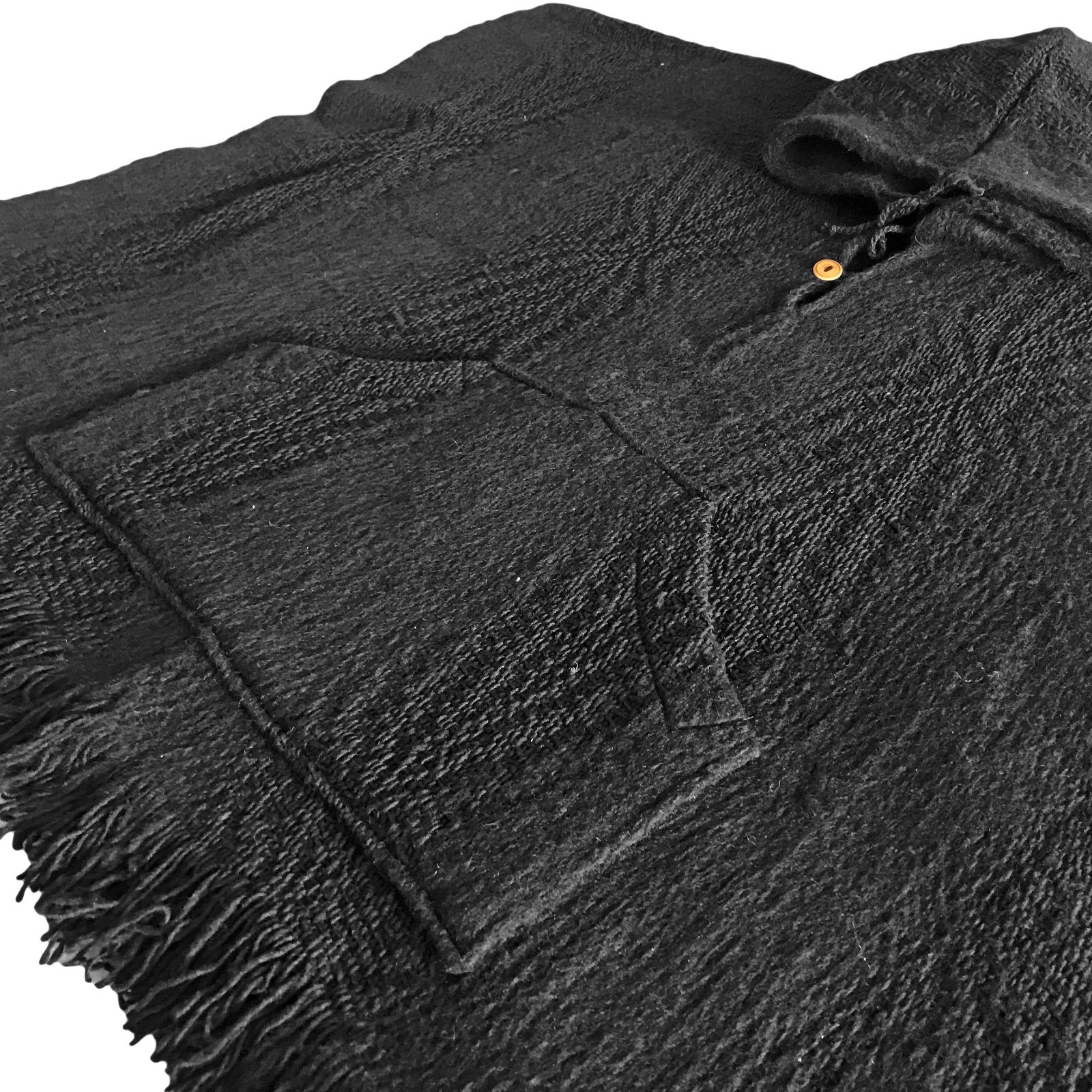 LLAMA WOOL BLACK MENS UNISEX LADY JEDI PONCHO CAPE JACKET WITH POCKET ...