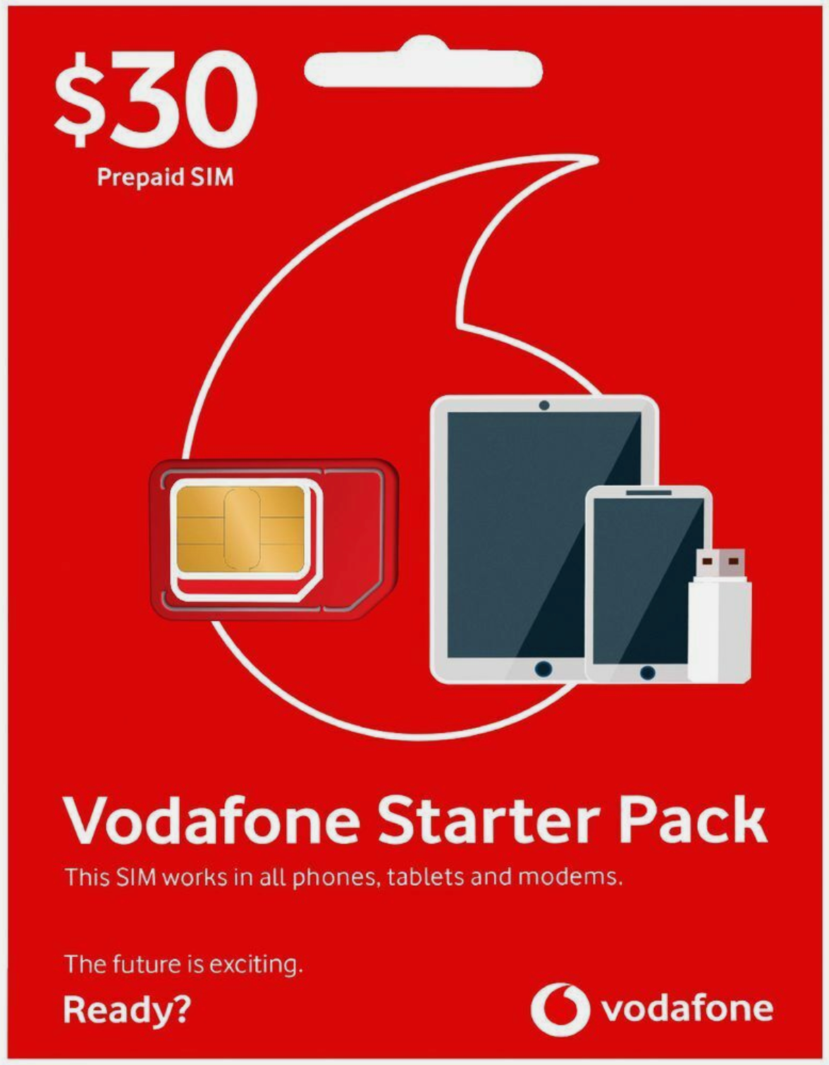 Vodafone $30 Prepaid SIM Card 45GB Data Unlimited Calls Starter Pack ...